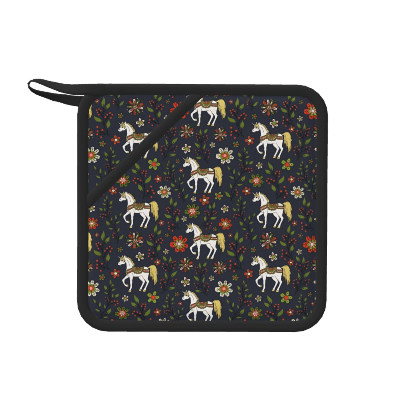 1 PCS Pot Holders for Kitchen - Cartoon Cute White Horse Flower ...