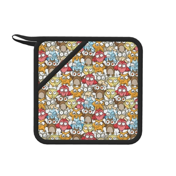 1 PCS Pot Holders for Kitchen - Cartoon Owls 1 Silicone Heat Resistant ...