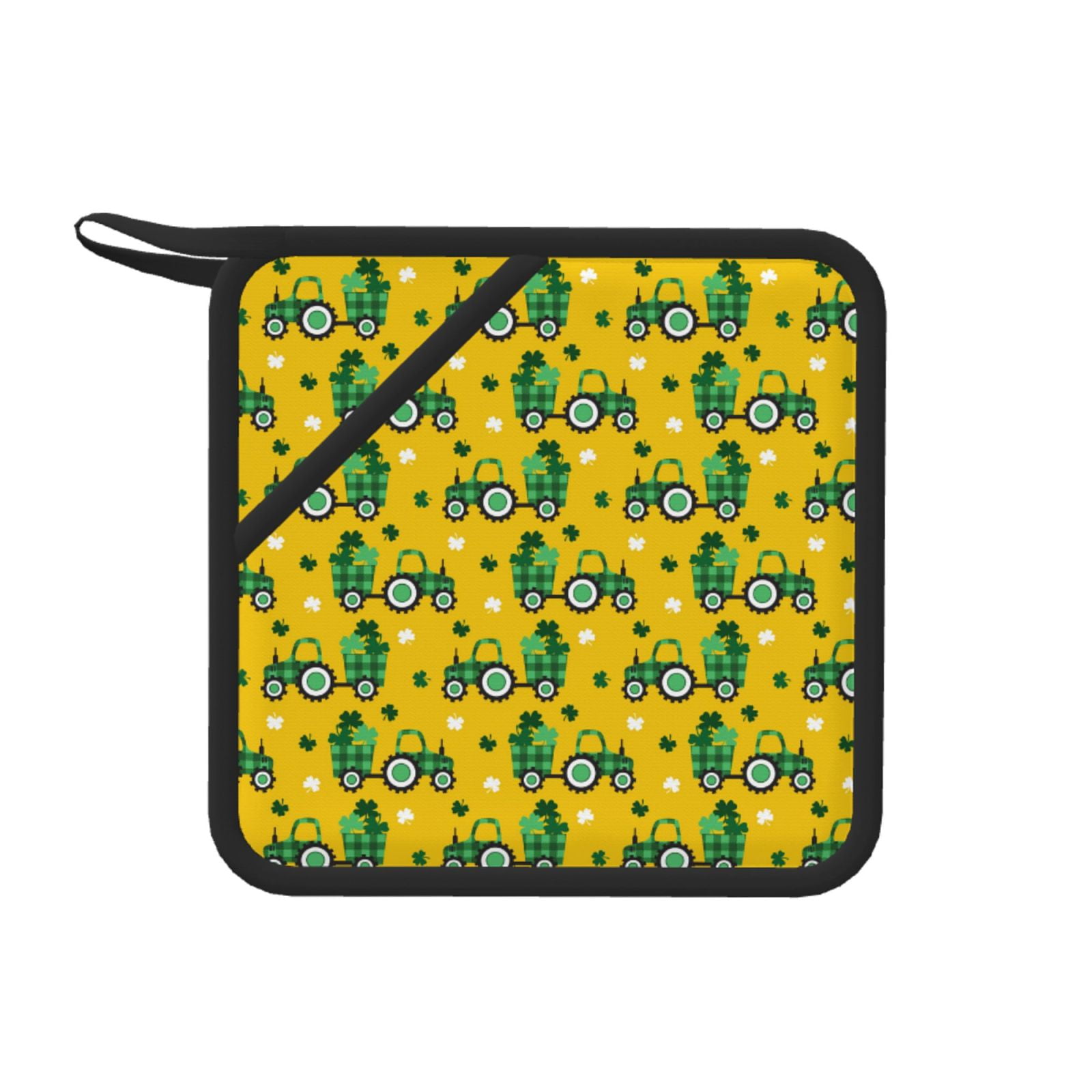 1 PCS Pot Holders for Kitchen - Checkered tractor St Patrick's yellow ...