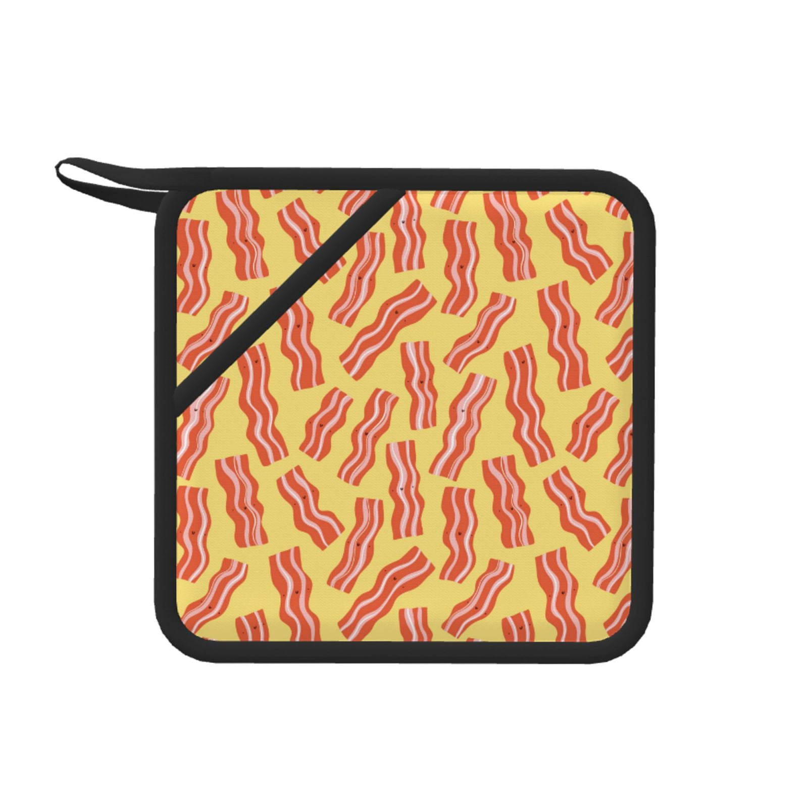1 PCS Pot Holders for Kitchen - Cute Bacon Print Yellow Silicone Heat ...