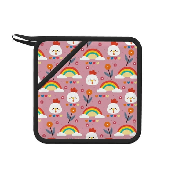 1 PCS Pot Holders for Kitchen - Cute Chicken Rainbow Flower Love ...
