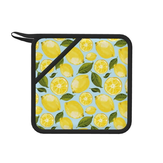 1 PCS Pot Holders for Kitchen - Cute Lemon Leaves Blue Silicone Heat ...