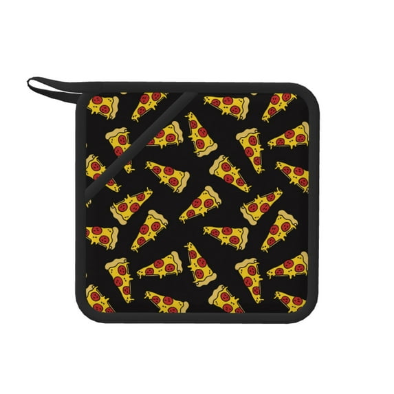 1 PCS Pot Holders for Kitchen - Cute Pizza Black Silicone Heat ...