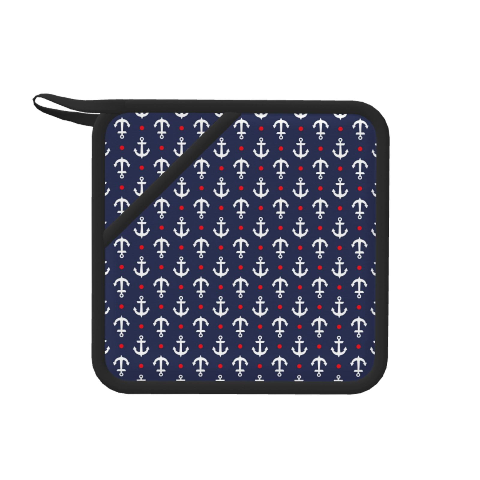 1 PCS Pot Holders for Kitchen - Dark blue anchors red dots Silicone ...