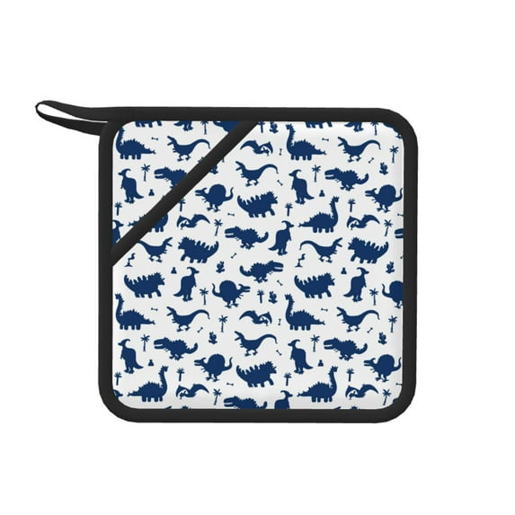 1 PCS Pot Holders for Kitchen - Dinosaurs Blue Silhouette Silicone Heat ...