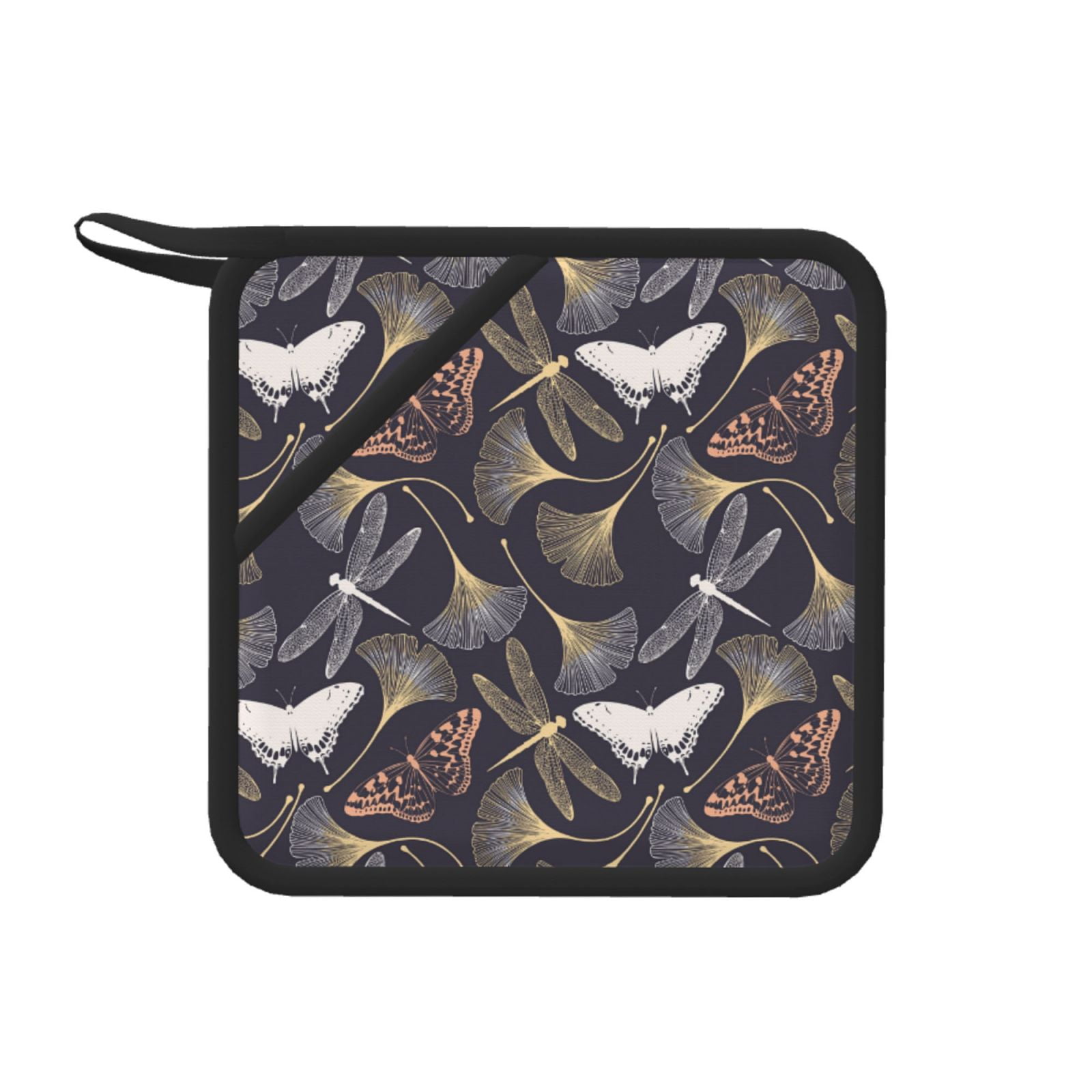 1 PCS Pot Holders for Kitchen - Dragonfly Leaf Butterfly Silicone Heat ...