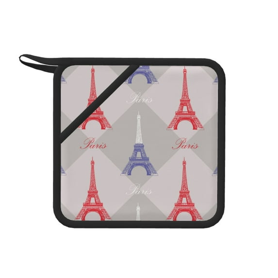 1 PCS Pot Holders for Kitchen - Eiffel Tower red blue Silicone Heat ...