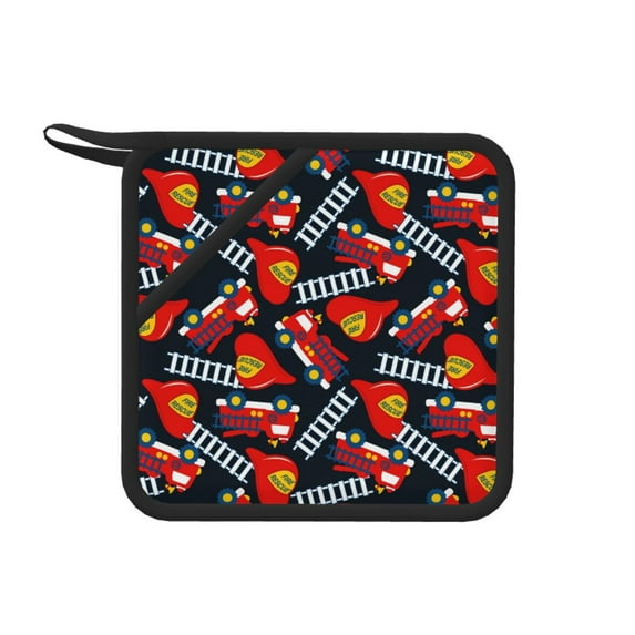 1 PCS Pot Holders for Kitchen - Fire Rescue With Red Helmet And Truck ...