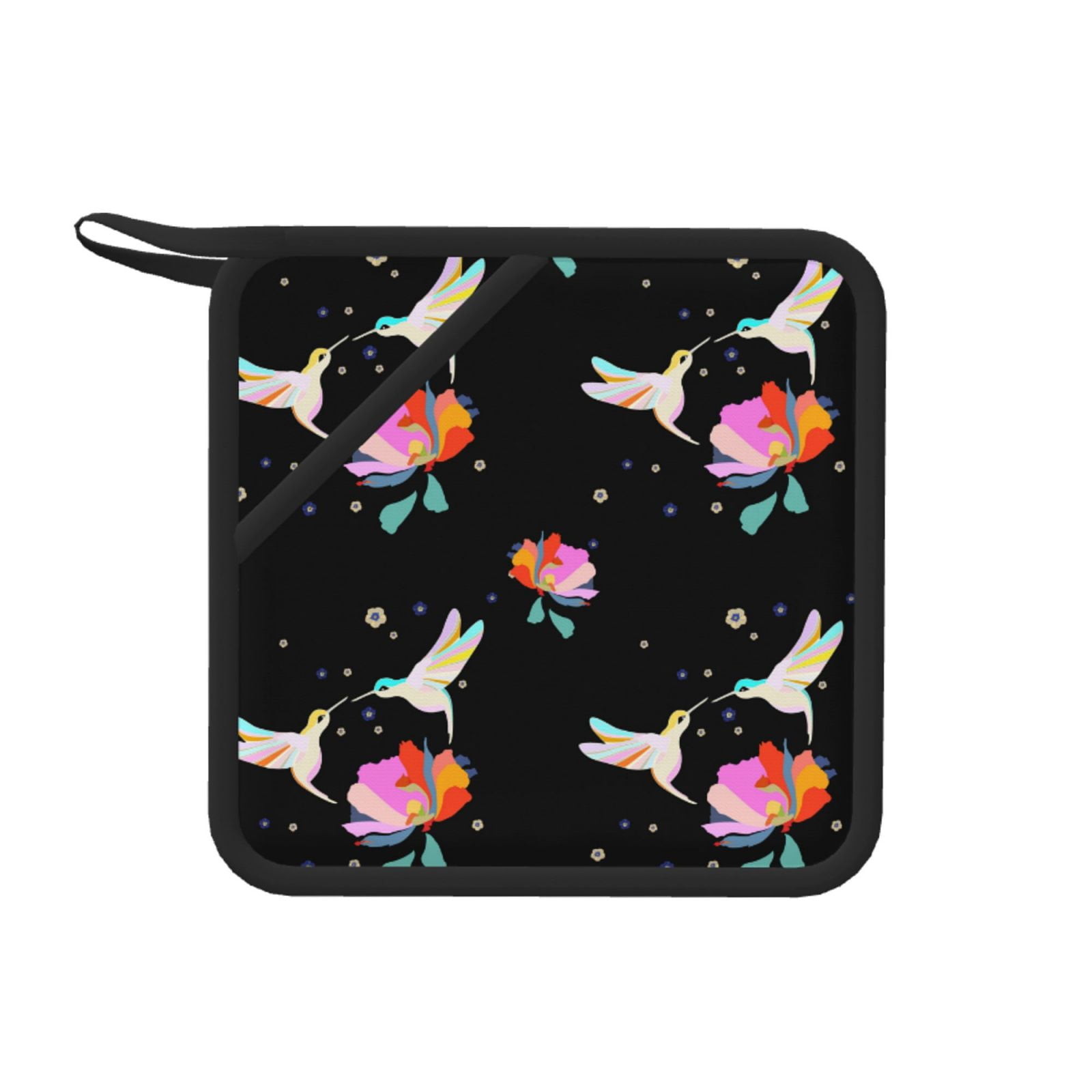 1 PCS Pot Holders for Kitchen - Flower Hummingbird Black Heat Resistant ...