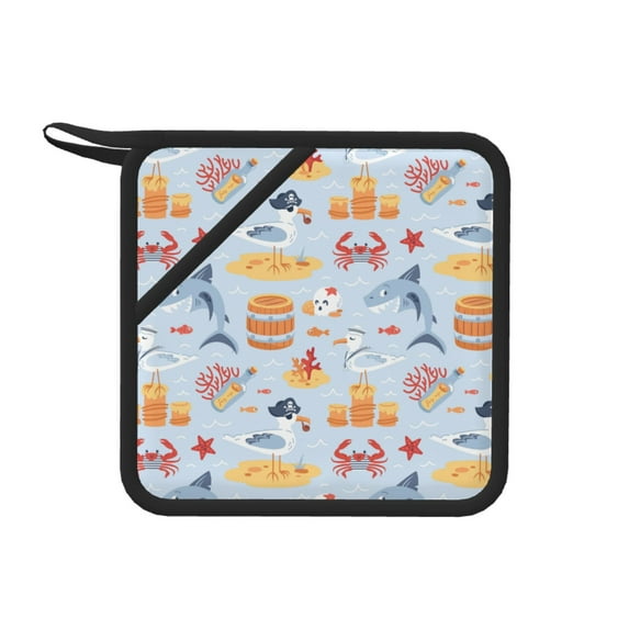 1 PCS Pot Holders for Kitchen - Funny Cute Shark Pirate Duck Crab ...