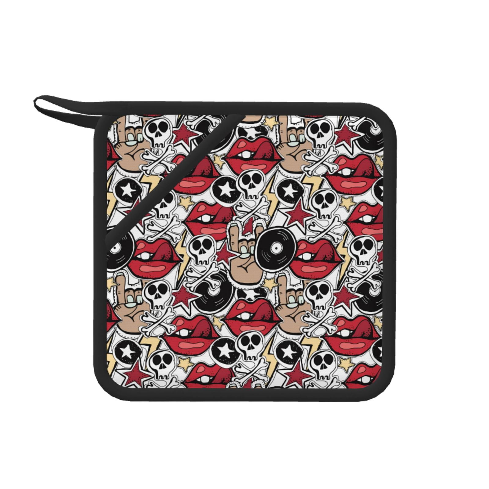 1 PCS Pot Holders for Kitchen - Funny lip skull Silicone Heat Resistant ...