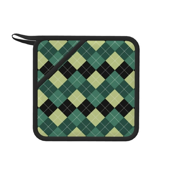 1 PCS Pot Holders for Kitchen - Green Squares Heat Resistant Non Slip ...
