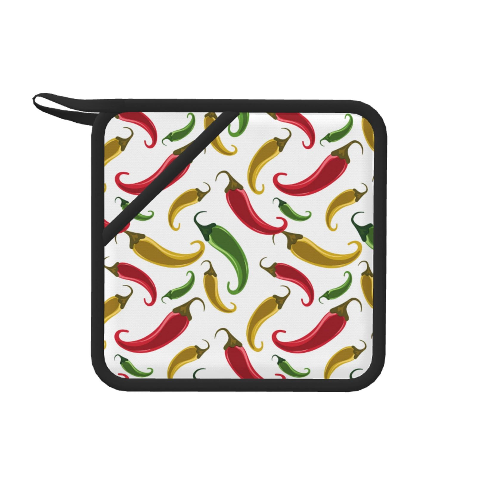 1 PCS Pot Holders for Kitchen - Heat Resistant Silicone Pot Holders with Hanging Loop, Chili ...