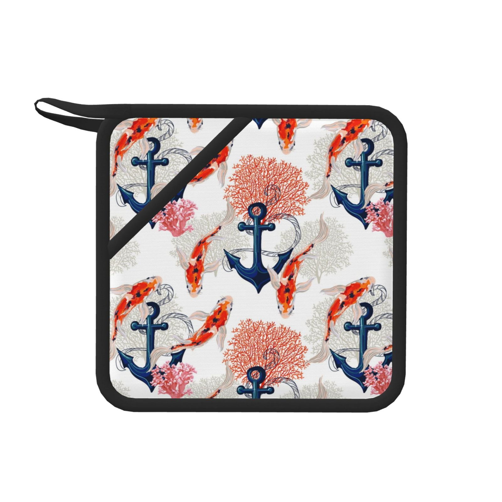 1 PCS Pot Holders for Kitchen - Koi Fish And Corals Heat Resistant Non ...