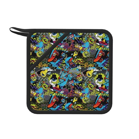 1 PCS Pot Holders for Kitchen - Modern Graffiti Q Version Eyes Heat ...