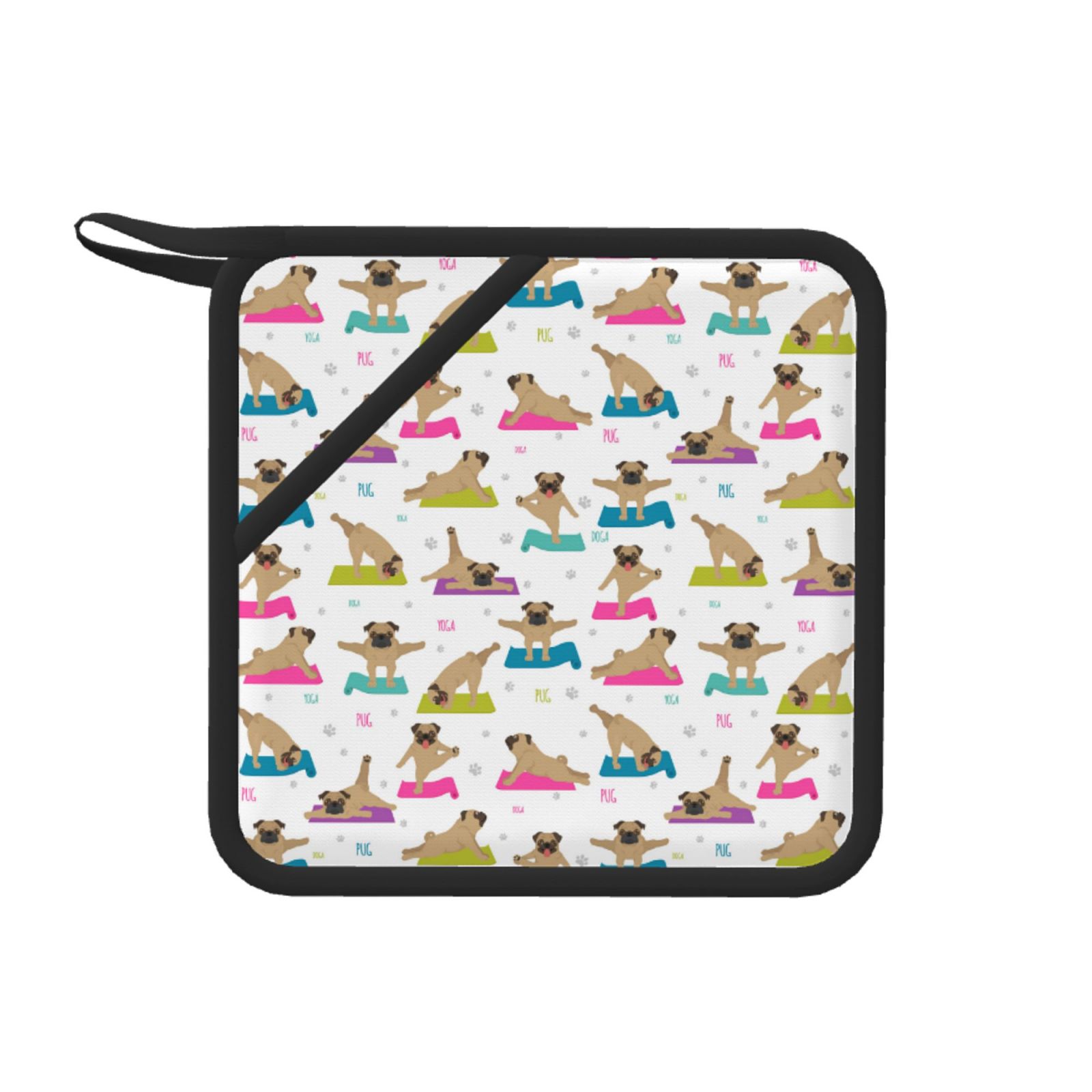 1 PCS Pot Holders for Kitchen - Pug Yoga dogs poses funny Heat ...