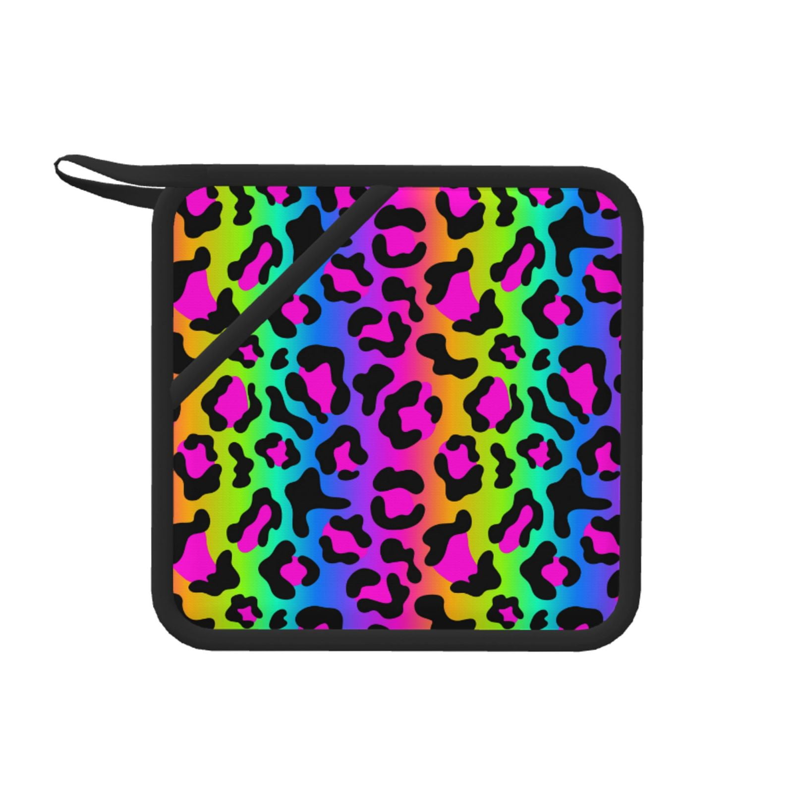 1 PCS Pot Holders for Kitchen - Rainbow leopard bright Silicone Heat ...