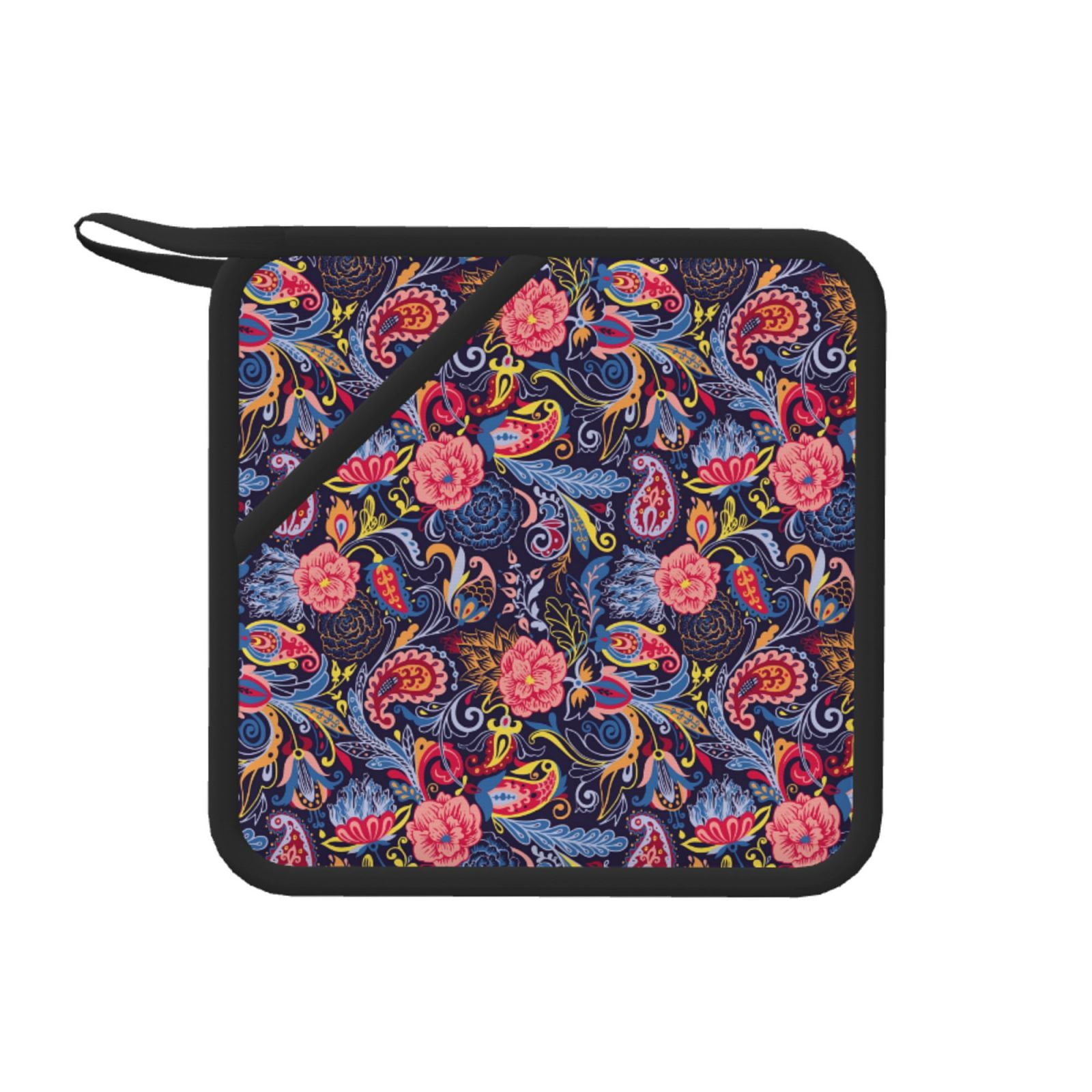 1 PCS Pot Holders for Kitchen - Red Blue Flower Paisley Silicone Heat ...