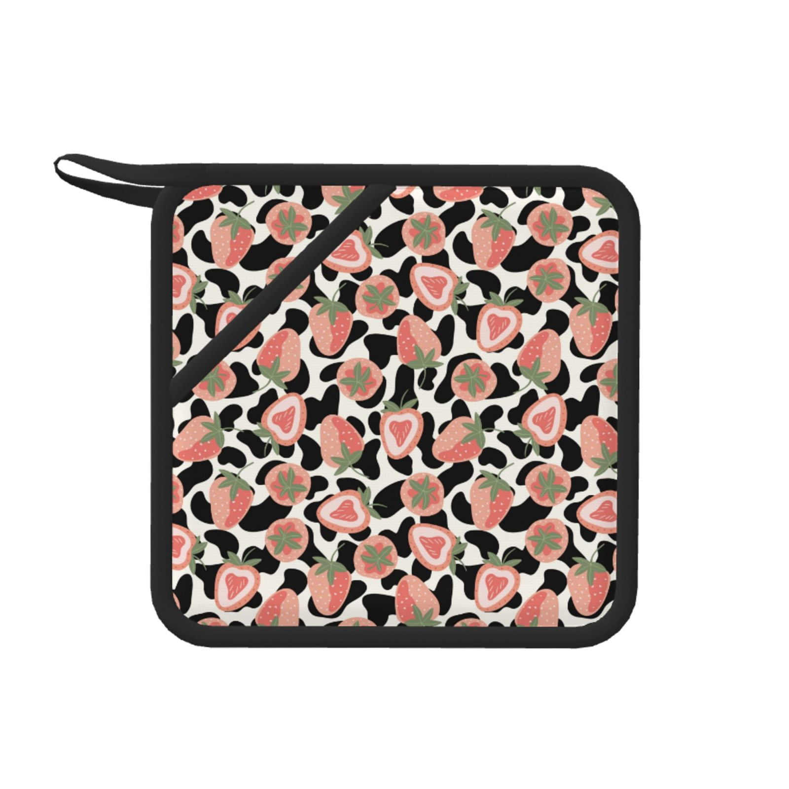 1 PCS Pot Holders for Kitchen - Strawberries And Cow Skin Silicone Heat ...