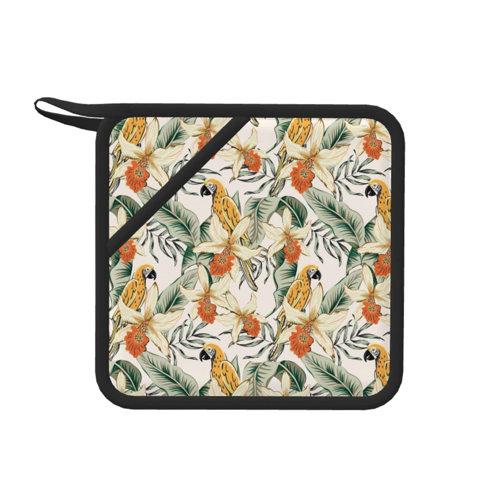 1 PCS Pot Holders for Kitchen - Vintage Cute Parrot Flower Plant Heat ...