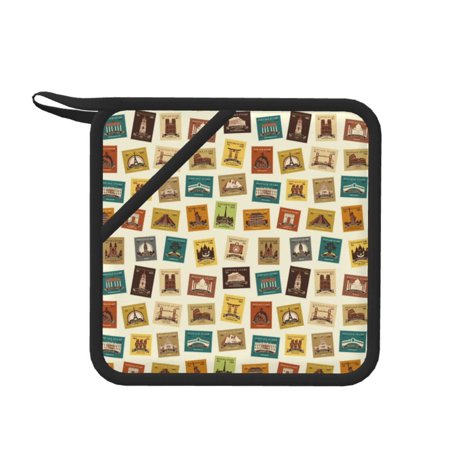 1 PCS Pot Holders for Kitchen - colorful Stamps Pattern Heat Resistant ...