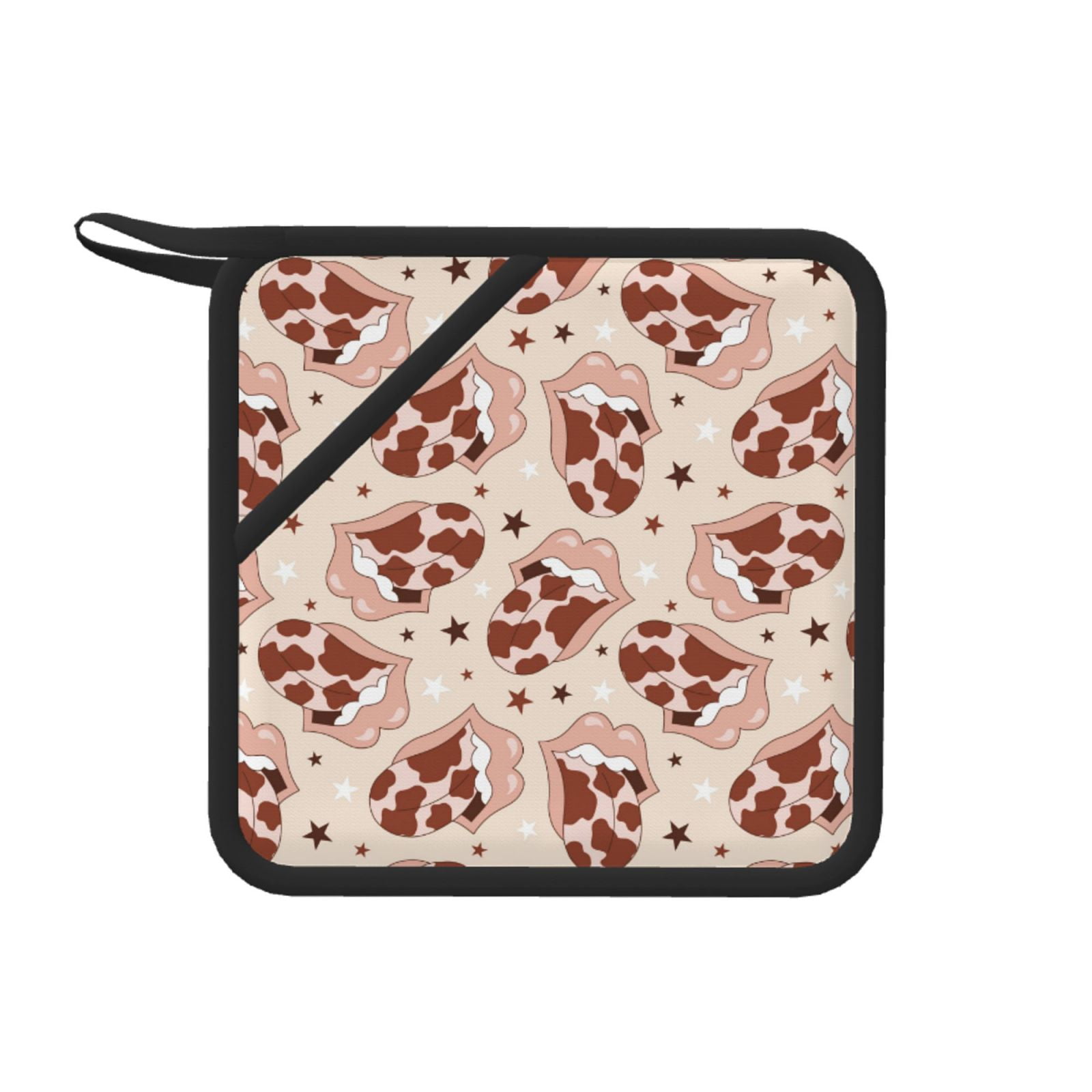 1 PCS Pot Holders for Kitchen - cowgirl lips cow spots print Silicone ...