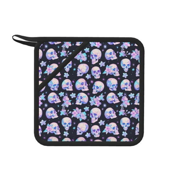 1 PCS Pot Holders for Kitchen - crystal flower Skull Silicone Heat ...