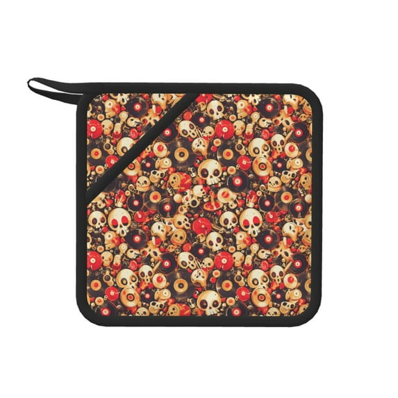 1 PCS Pot Holders for Kitchen - cute record music Skull Silicone Heat ...