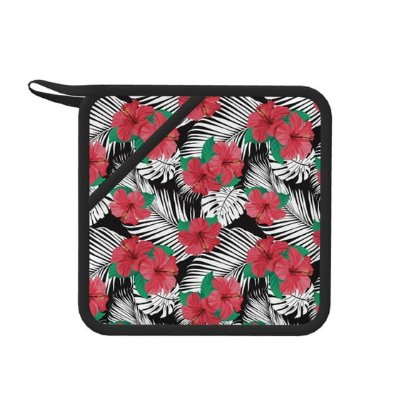 1 PCS Pot Holders for Kitchen - red flowers_A Silicone Heat Resistant ...