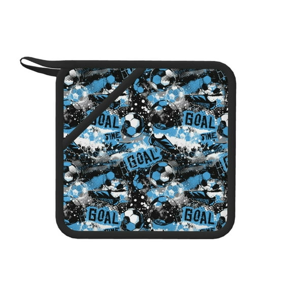 1 PCS Pot Holders for Kitchen - soccer Football ball goal blue Silicone ...