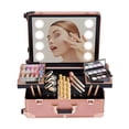1 PCS Rose Gold Cosmetic Train Table with 4 Rolling Wheels& Lights ...