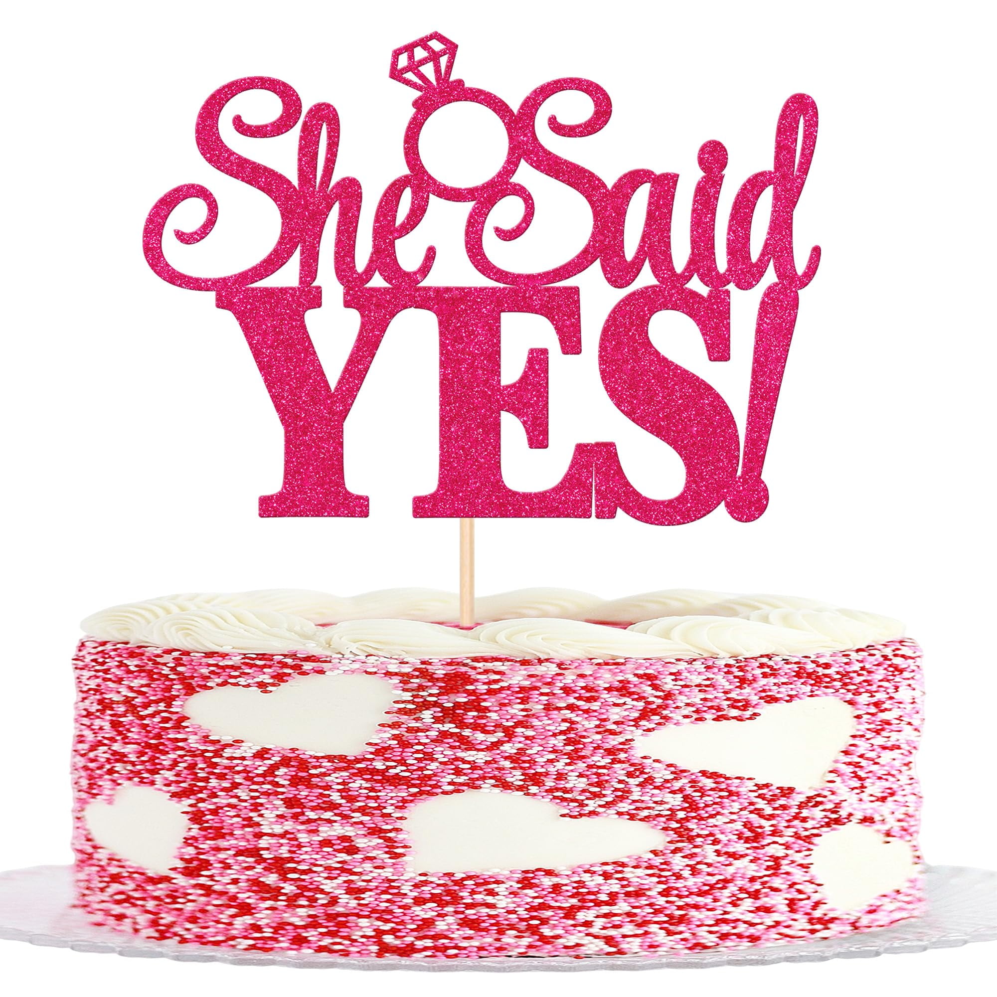 1 PCS She Said Yes Cake Topper H2FSDGlitter Party Decorations We're ...