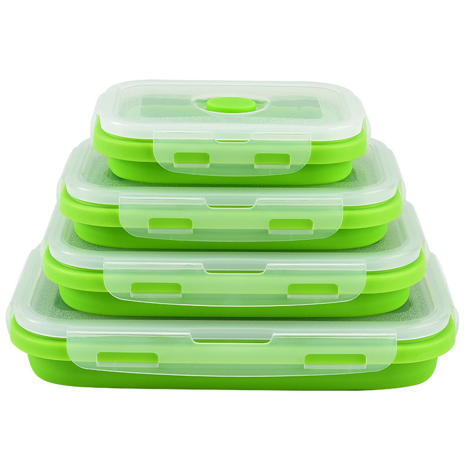 1 PCS Silicone Folding Lunch Box Food Grade Square Portable Microwave ...