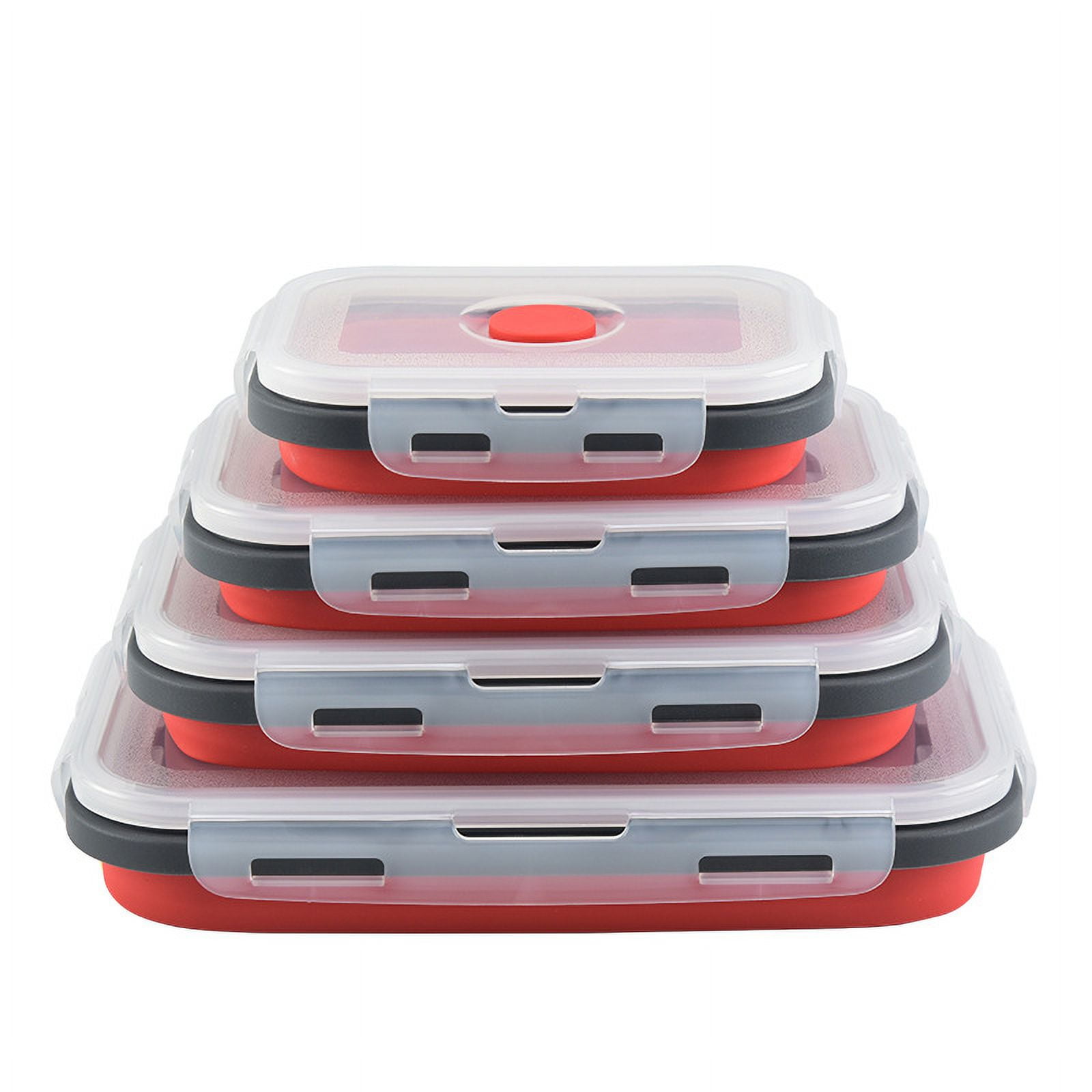 1 PCS Silicone Folding Lunch Box Food Grade Square Portable Microwave ...
