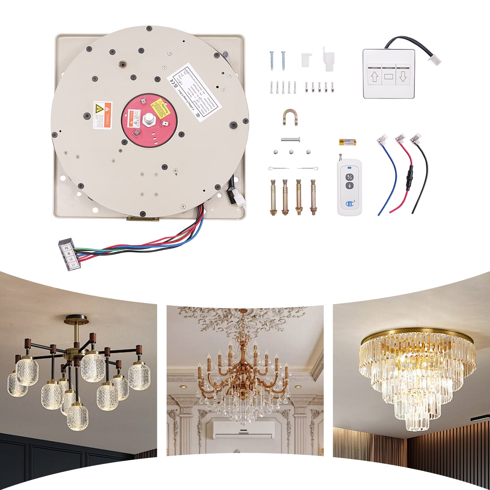 1 PCS Silver Chandelier Lifter, Electric Motor Villas Pendant Lamps ...