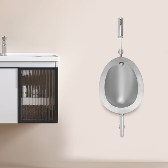 1 PCS Silver Stainless Steel Urinal, Oval-Shaped Sensor Urinals for Men ...