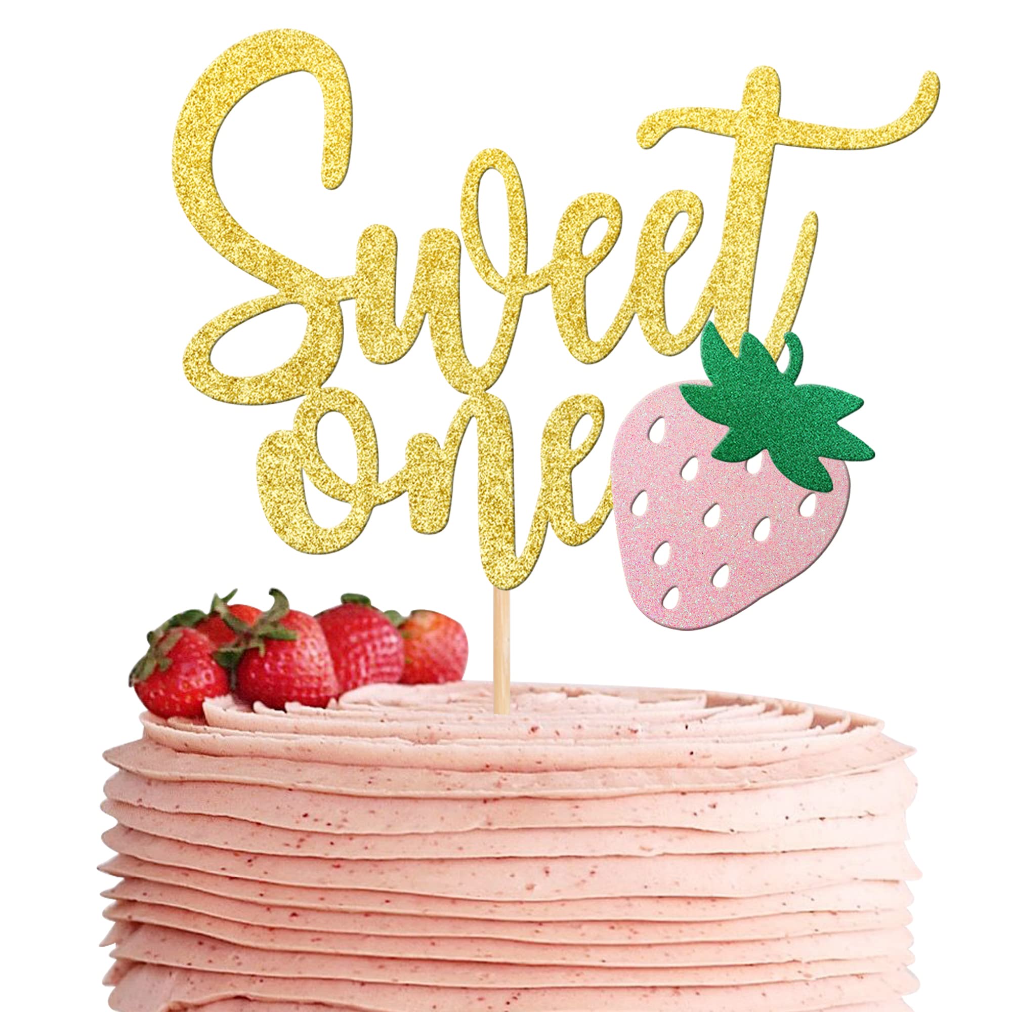 1 PCS Strawberry Sweet One Cake Topper Glitter First Birthday ...