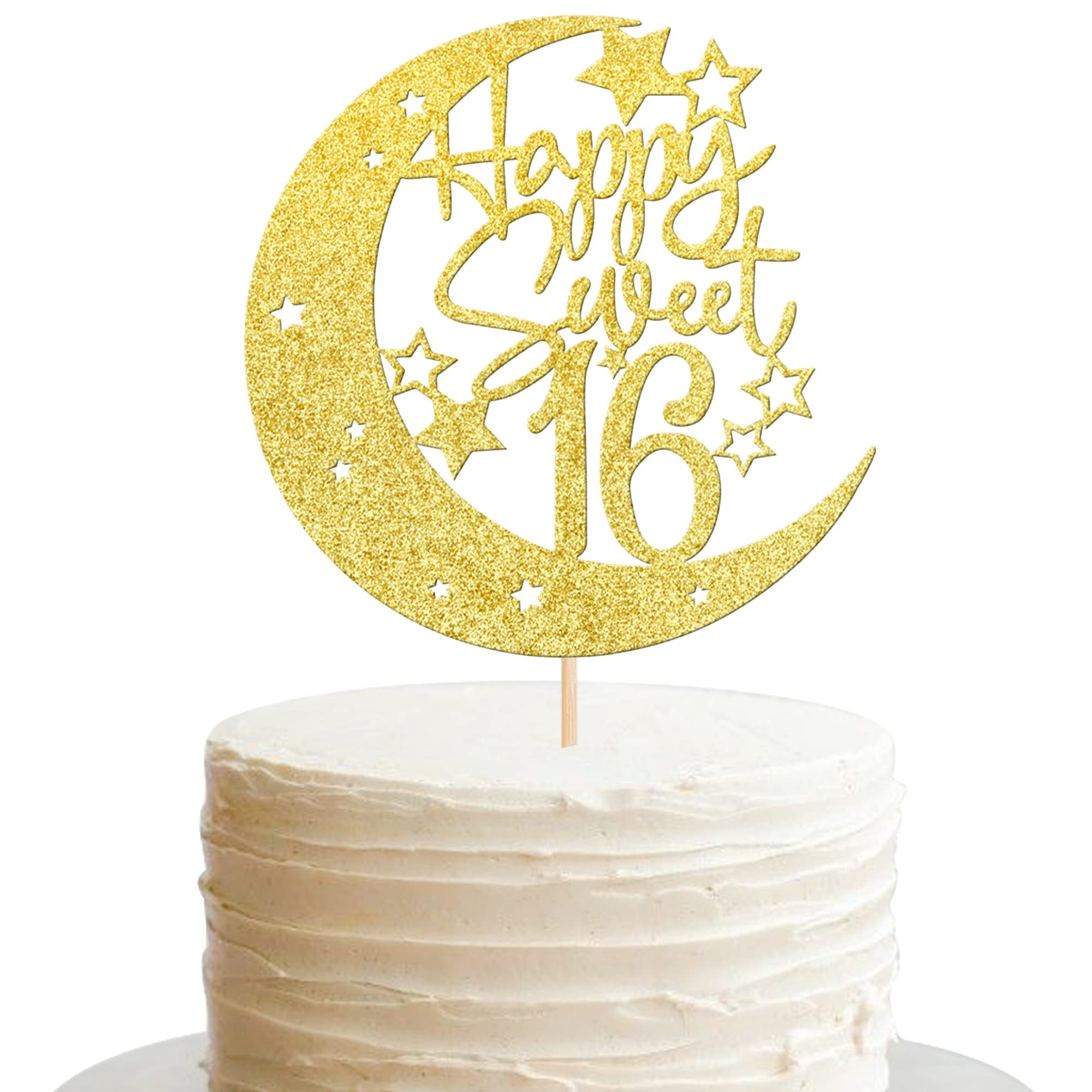 1 PCS Sweet TWE5 16 Cake Topper with Glitter Moon Star Happy 16th ...