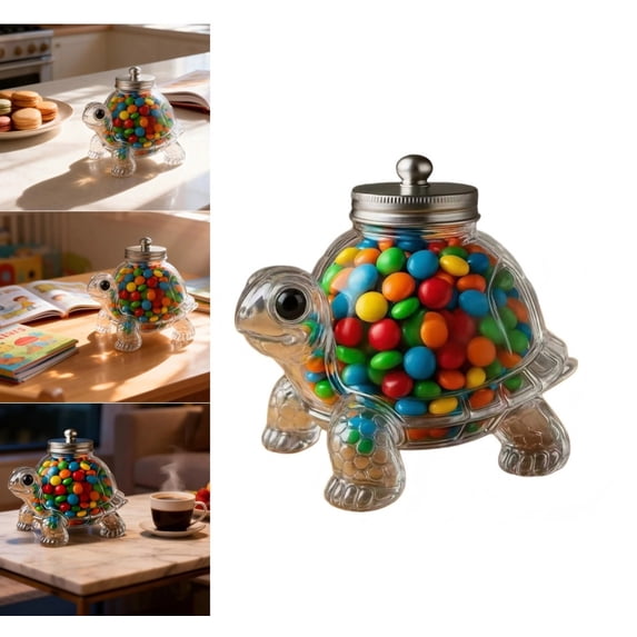 1 PCS Turtle Candy Jar, Reusable Glass Cookie Jar with Airtight Closure ...