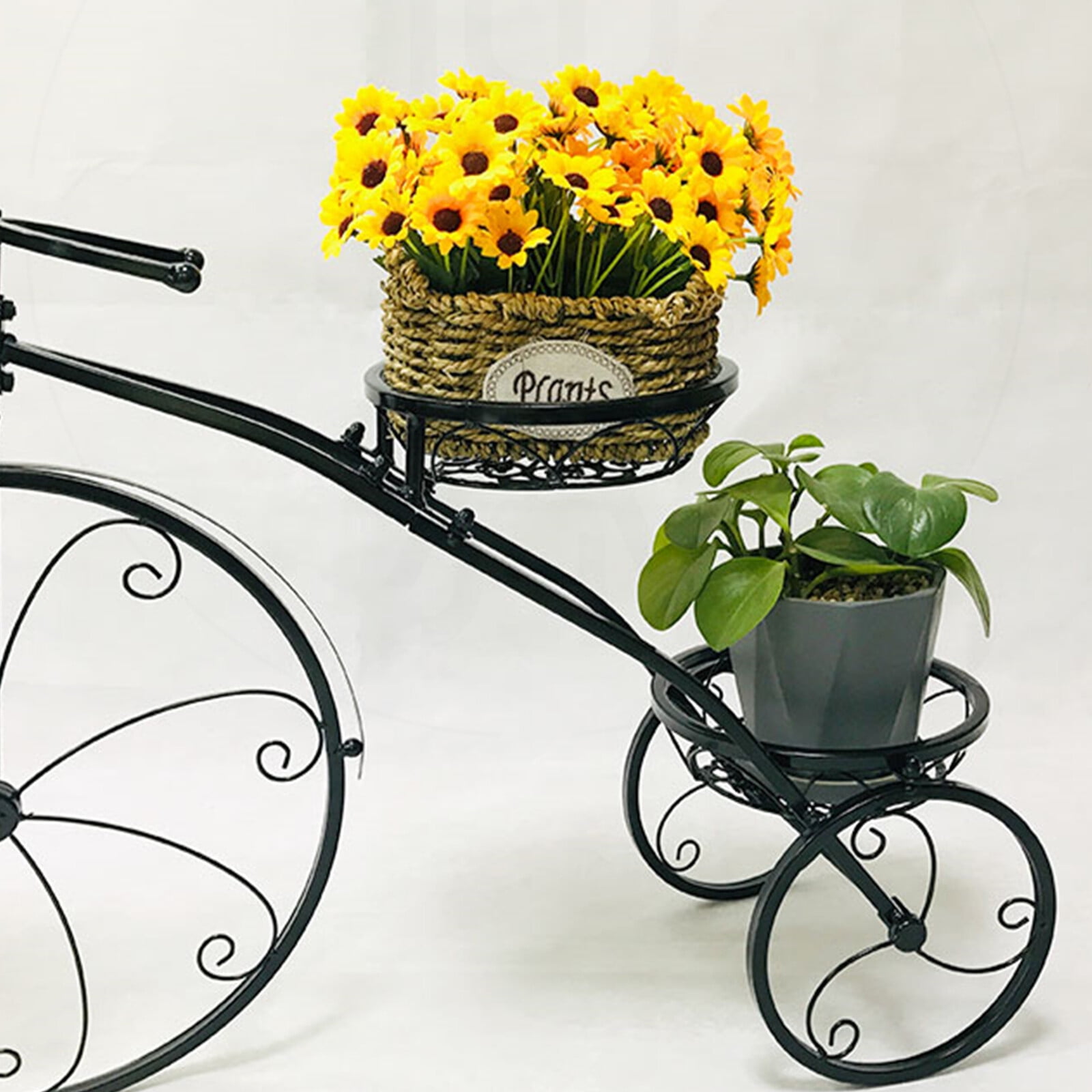 1 PCS White 3 Tiers Metal Bicycle Shape Flower Pot Holder Plant Display ...