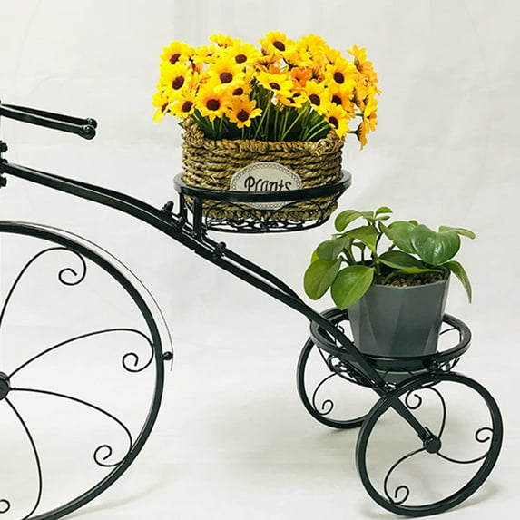 1 PCS White 3 Tiers Metal Bicycle Shape Flower Pot Holder Plant Display ...