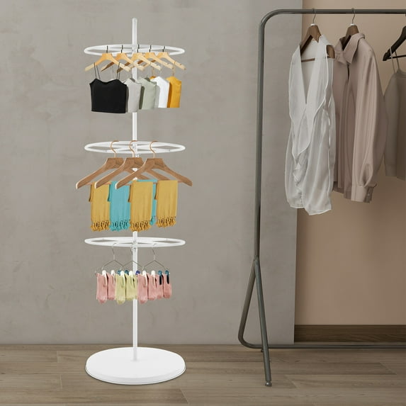 1 PCS White 3 Tiers Rotatable Round Dispaly Rack, Round Clothing Rack ...