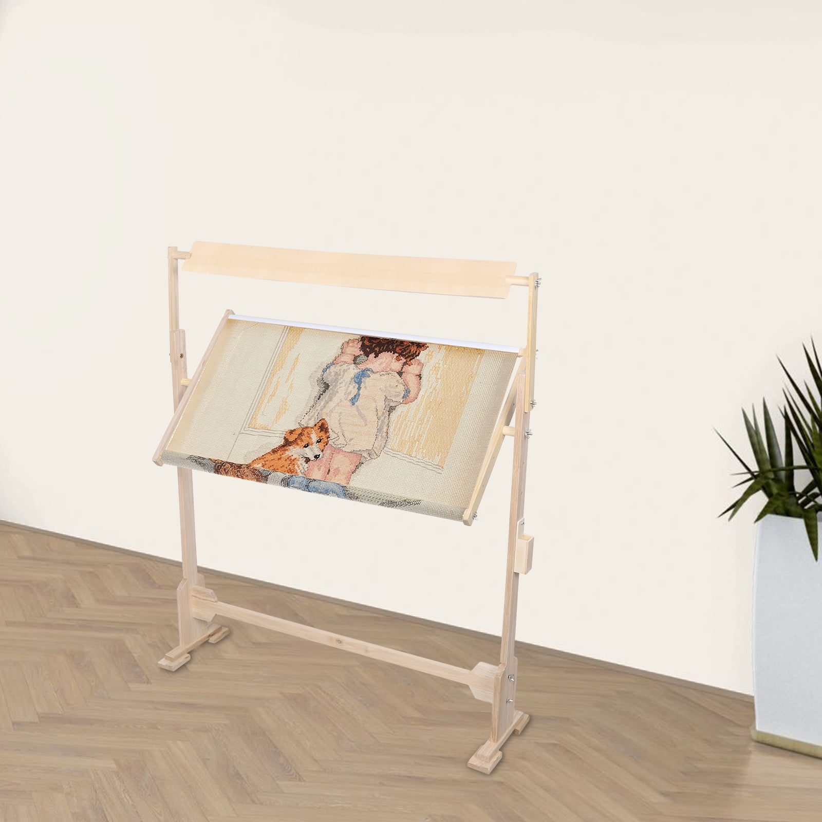 1 PCS Wood ColorAdjustable Embroidery Stand, Floor Standing Embroidery ...