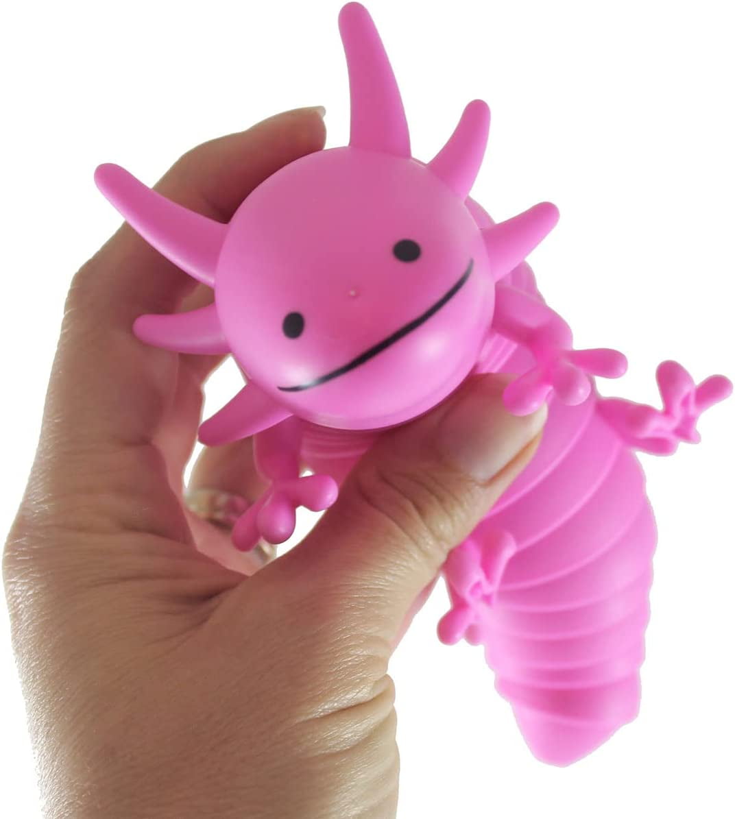Large Pink Axolotl Fidget Toy - Articulated Jointed Movement, Unique ...