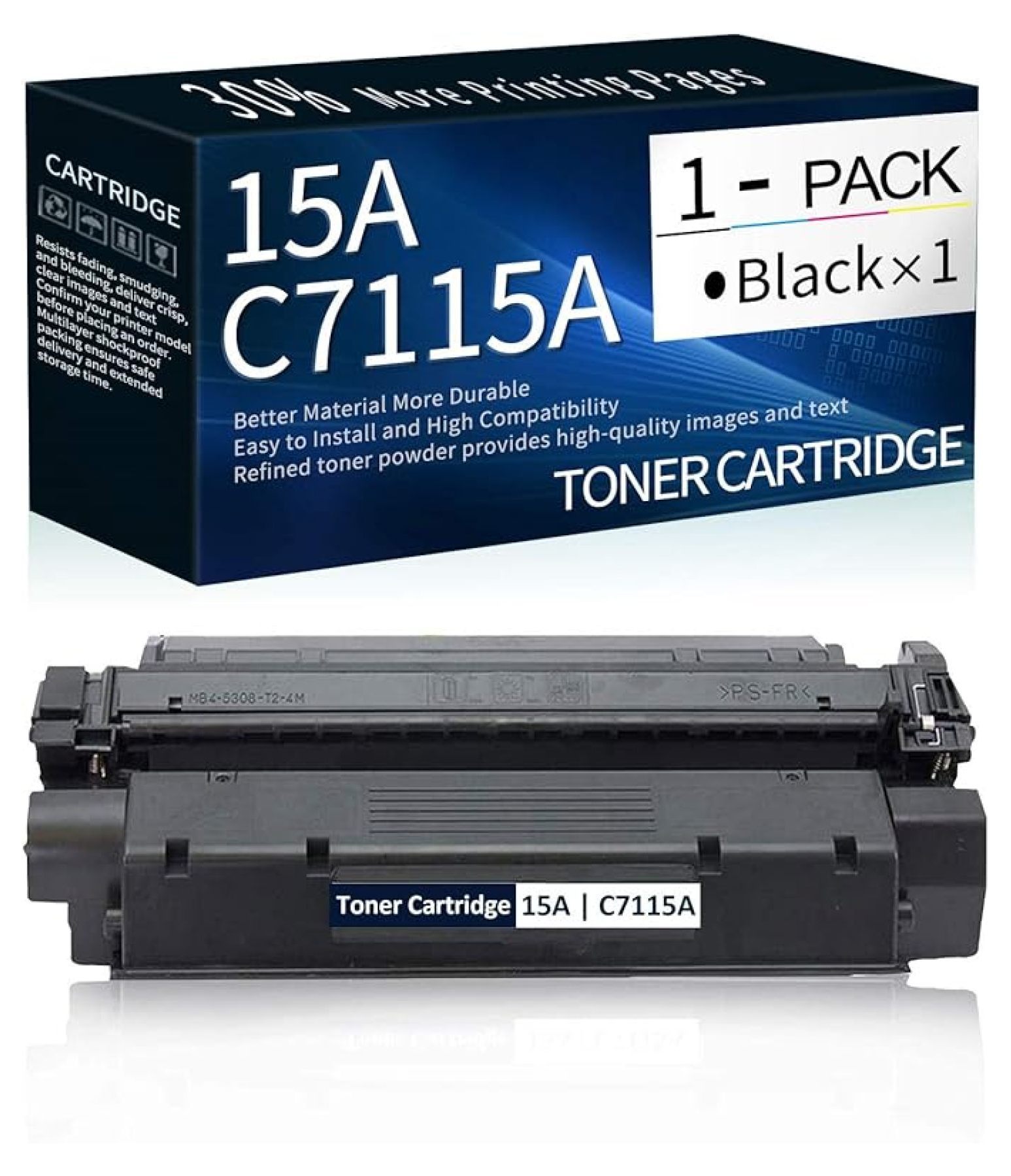 1 PK 15A | C7115A Black Toner Cartridge Replacement for Laserjet 1000 ...