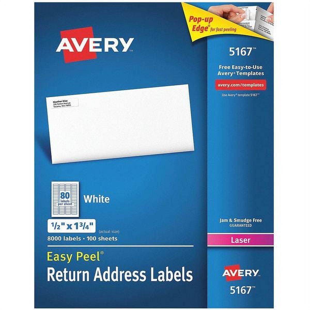 Avery 5167 Easy Peel Return Address Labels, Laser, 1/2 x 1-3/4, White ...