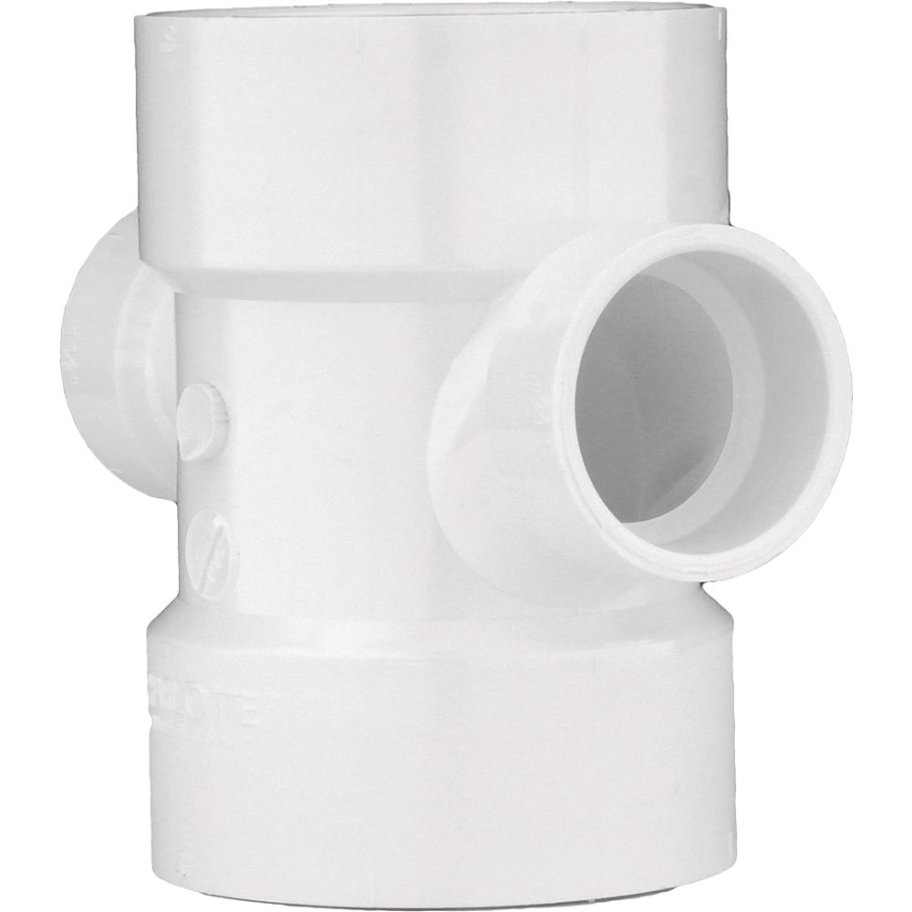 1 Pc Charlotte Pipe 3 In. X 1-1/2 In. Reducing Double Sanitary Pvc Tee ...