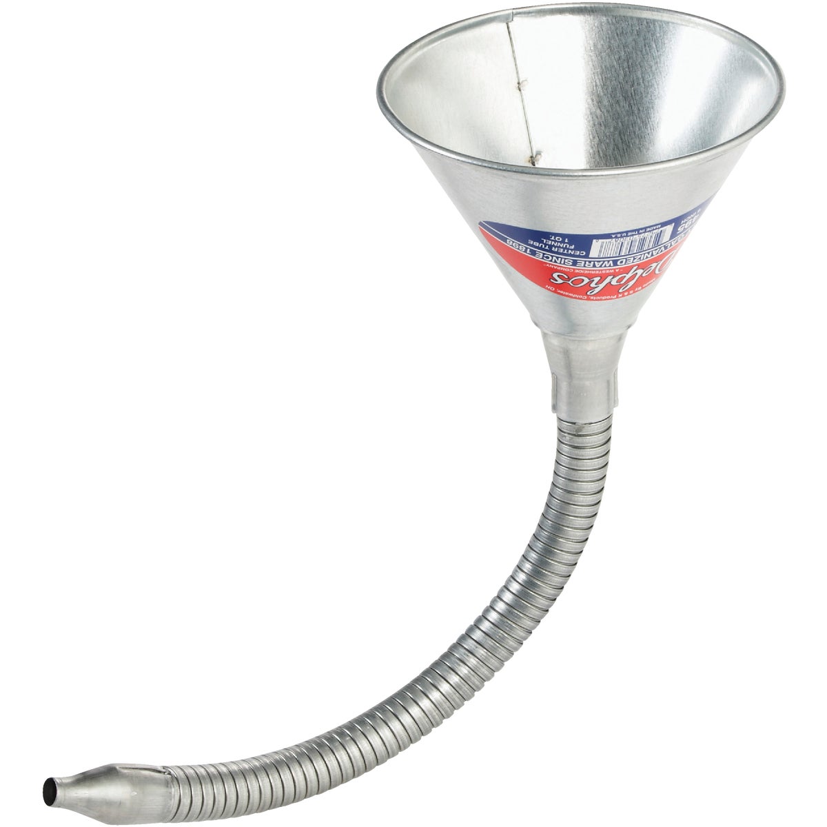 1 PK, Delphos 1 Qt. Galvanized Steel Transmission Funnel with Flexible ...