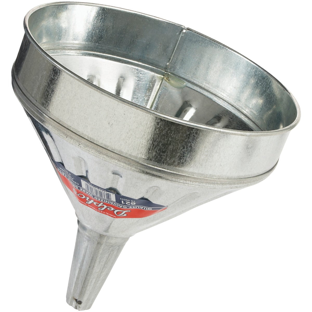 1 PK, Delphos Heavy-Duty 6 Qt. Galvanized Steel Funnel with Center ...