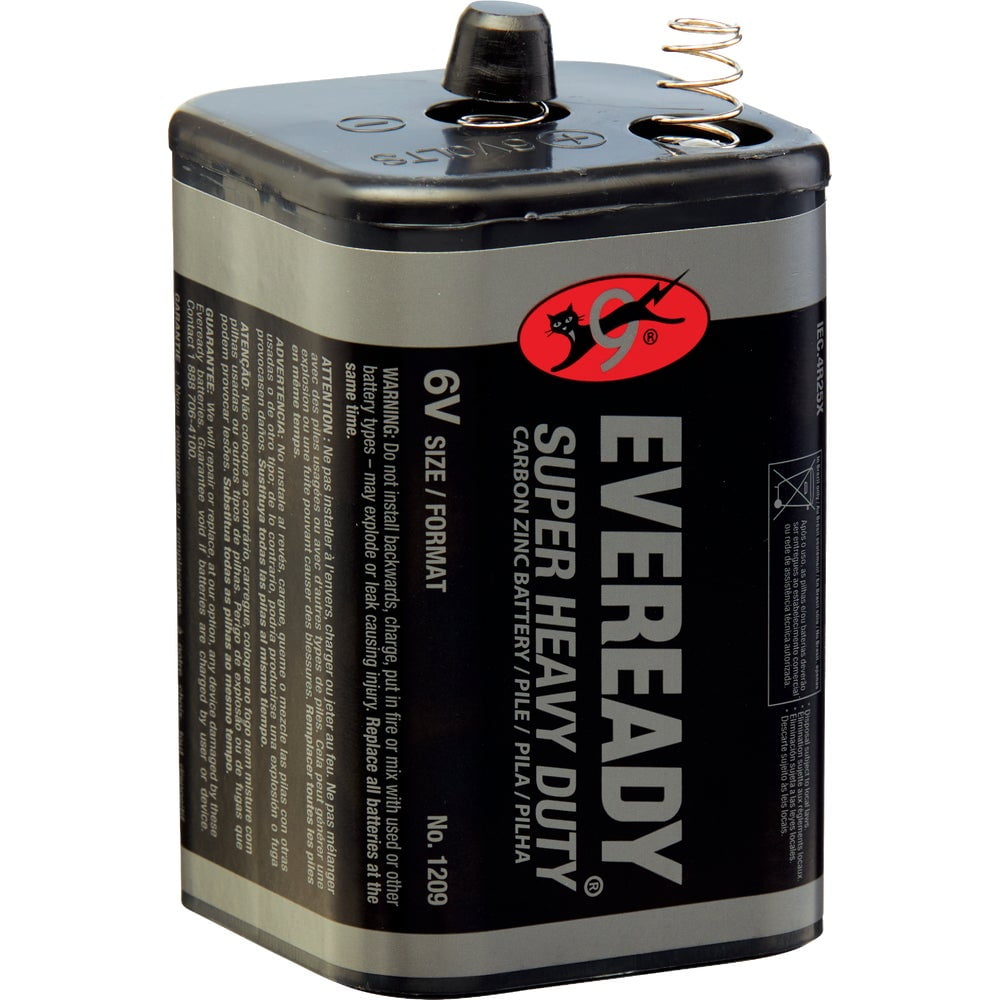 1 PK, Eveready 1209-Eveready Super Heavy-Duty 6V Spring Terminal Carbon ...